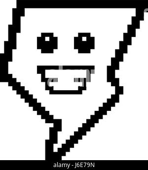 An illustration of a lightning bolt smiling in an 8-bit cartoon style ...