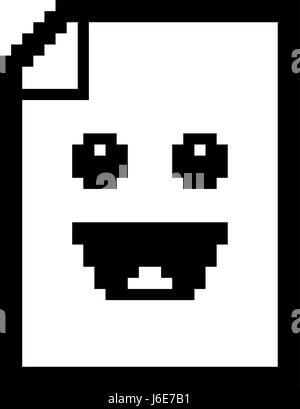 An illustration of a piece of paper smiling in an 8-bit cartoon style ...