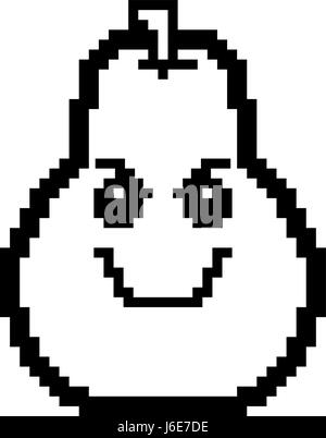 An illustration of a pear looking angry in an 8-bit cartoon style Stock ...