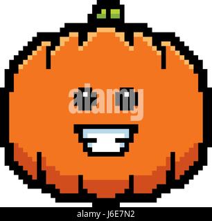 An illustration of a pumpkin smiling in an 8-bit cartoon style Stock ...