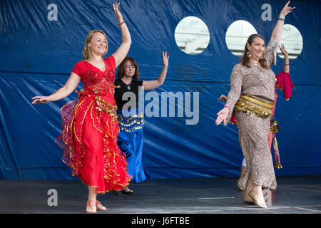 Slough, UK. 20th May, 2017. Western House Academy perform line dances ...