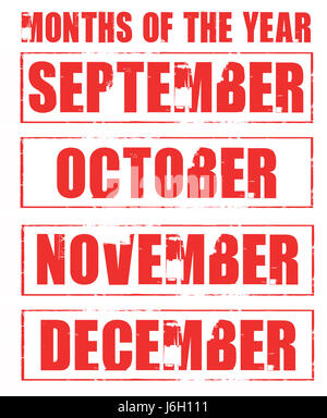 illustration of september, october, november, december Stock Photo - Alamy