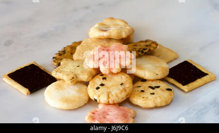 Assorted Japanese crisp savoury biscuits as background Stock Photo - Alamy