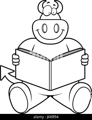 A cartoon illustration of a devil reading a book Stock Vector Image ...
