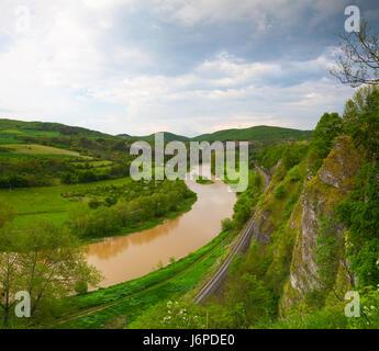 Above the valley of the Berounka river, Czech Republic. Panorama ...