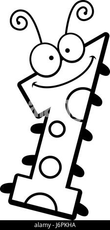 A cartoon illustration of the number one with an insect theme Stock ...