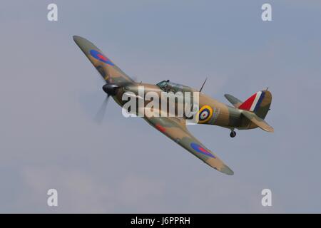 Pilot James Brown of Hawker Hurricane Second World War fighter plane at ...