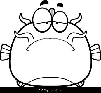 A cartoon illustration of a catfish looking sad Stock Vector Image ...