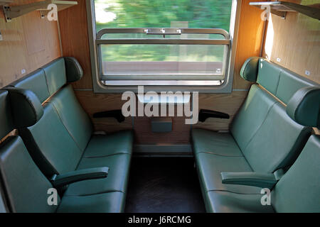 Seating compartment within a old Hungarian State Railways train in ...