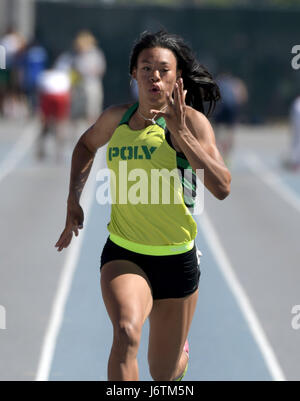 Ariyonna Augustine of Long Beach Poly celebrates after winning the ...
