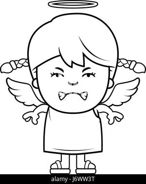 A cartoon illustration of a angel girl with an angry expression Stock ...