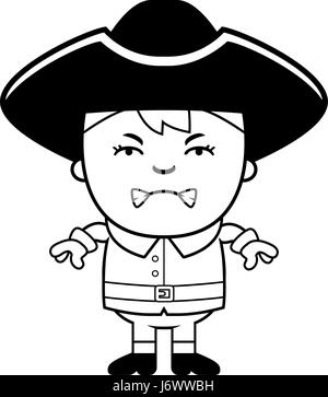 A cartoon illustration of a colonial boy with an angry expression Stock ...