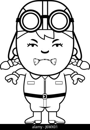 A cartoon illustration of a child pilot looking angry Stock Vector ...