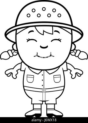 A cartoon illustration of a girl explorer standing and smiling Stock ...