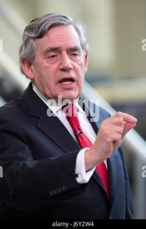 Former Prime Minister Gordon Brown, during his speech on Brexit, at the ...