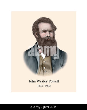 Grand Canyon expedition of John Wesley Powell running rapids on the ...
