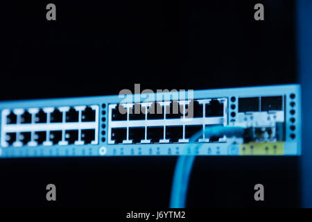 Computer network router / switch with LAN cables Stock Photo - Alamy