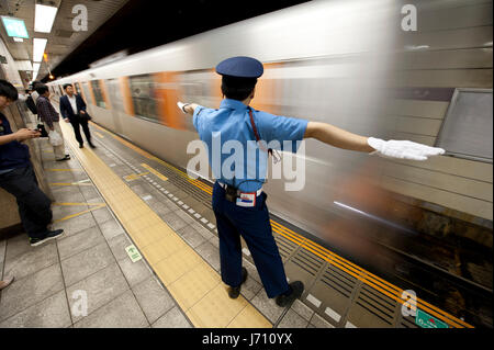 Blur of approaching subway train Tokyo Japan Stock Photo - Alamy