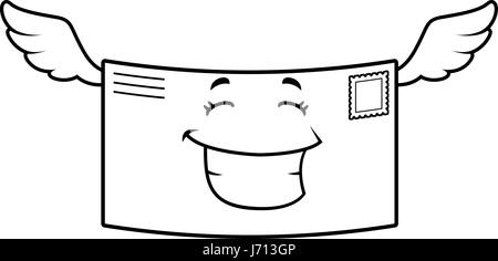 A happy cartoon stamped letter with wings Stock Vector Image & Art - Alamy