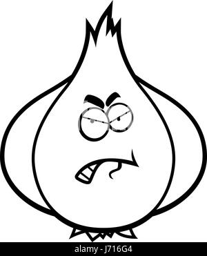 A cartoon illustration of a garlic bulb with an angry expression Stock ...