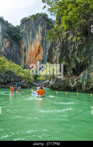 Hiking kayaking the caves of Phang nga Bay, Phuket Stock Photo - Alamy