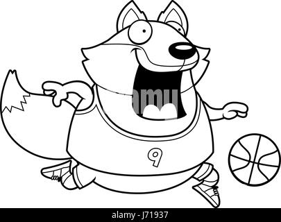 A cartoon illustration of a fox playing basketball Stock Vector Image ...