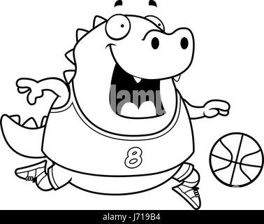 A cartoon illustration of a lizard playing basketball Stock Vector ...