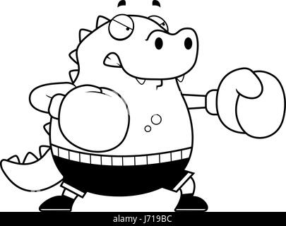 A cartoon illustration of a lizard punching with boxing gloves Stock ...