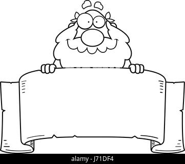 A cartoon illustration of a Greek philosopher with a banner Stock ...