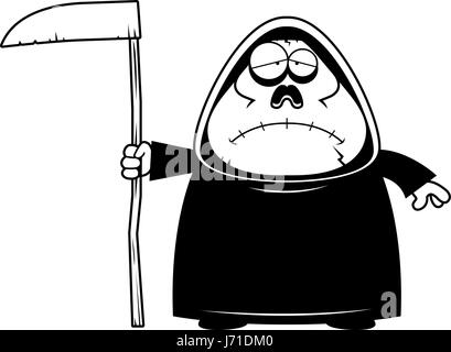 A cartoon illustration of a grim reaper looking scared Stock Vector ...