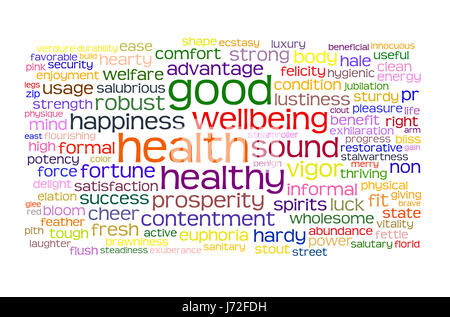 good health and wellbeing tag or word cloud Stock Photo - Alamy