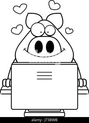 A happy cartoon pig using computer dating Stock Vector Image & Art - Alamy