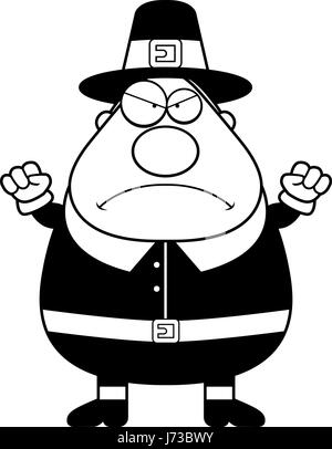A cartoon illustration of a pilgrim with an angry expression Stock ...