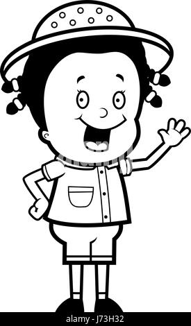 Vector illustration of Girl explorer waving Stock Vector Image & Art ...