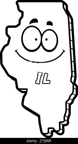 A cartoon illustration of the state of Illinois smiling Stock Vector ...