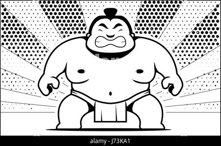A cartoon sumo wrestler with an angry expression Stock Vector Image ...
