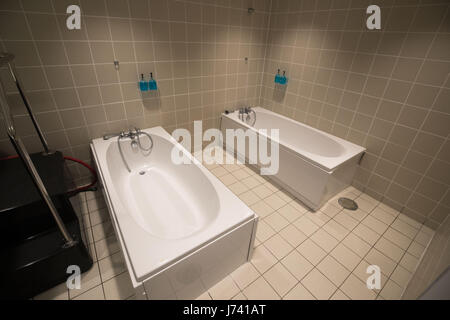 A general view of the baths inside the changing rooms at Wembley ...