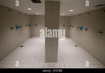 A general view of the showers inside the changing rooms at Wembley ...