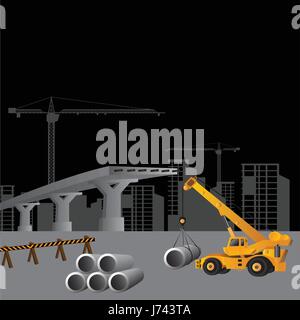 under construction crane truck with forklift vector illustration design Stock Vector Image & Art ...