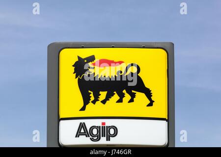 The logo of the italian oil and gas company ENI (Ente Nazionale ...