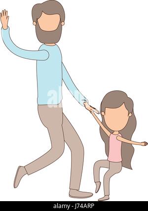 light color caricature faceless family with father bearded and mom with ...