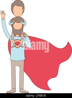 light color caricature faceless family with parents and little boy ...