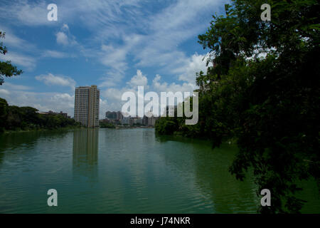 A view of a residential area beside the Gulshan Lake. Dhaka, Bangladesh ...