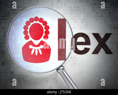 Law concept: Judge with optical glass on digital background Stock Photo ...