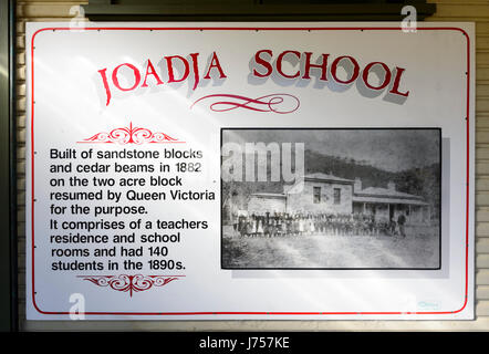 Sign showing an old photo of Joadja School, in Joadja Ghost Town ...