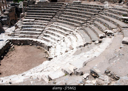 Odeon theater with marble seats and stairs. The Acropolis of Rhodes ...