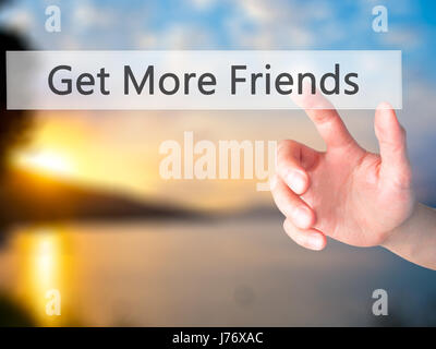 Get More Friends - Hand pressing a button on blurred background concept ...