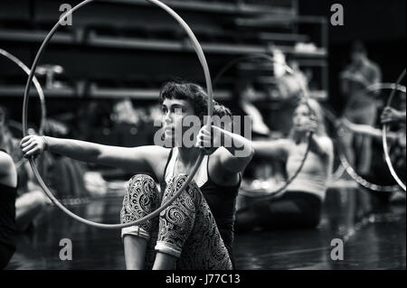 Girl Dancing With Hula Hoop At The Summer Solstice Stonehenge Wiltshire ...