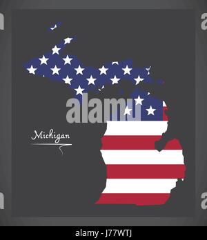 Michigan state map with counties borders and colored congressional ...