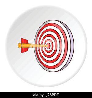 Darts icon in cartoon style isolated on white circle background. Sport ...